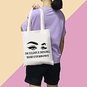 BDPWSS Esthetician Tote Bag Beautician Gift I'm Silently Judging Your Eyebrows Funny Esthetician Supplies Bag (judging eyebrows TG)
