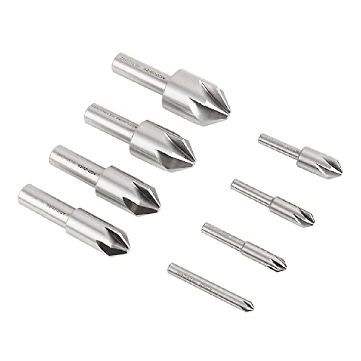 Accusize Industrial Tools 82 Degree 6 Flute H.S.S. Machine Countersink, 8 Pcs, Precision Ground, 0206-1018