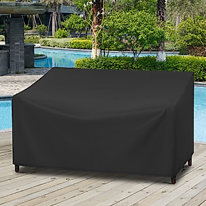 Waterproof Patio Couch Cover, 2-Seater Loveseat Cover for Outdoor Furniture, Outdoor Sofa Cover, All Weather Protection Patio Furniture Cover, 54" W x 37" D x 35" H, Black