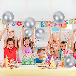 oditton Silver Balloons, 50PCS Birthday Balloons, Lustrous Balloons, 12inch(30cm) 100% Latex Helium Balloons, Birthday Wedding Baby Shower Graduation Anniversary Party Decorations