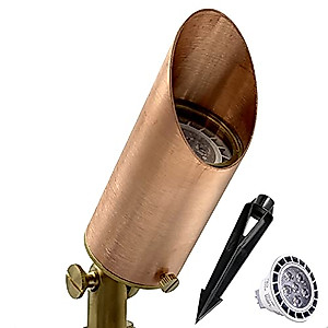 Brass Spot Lights Outdoor LED Landscape Lights – 109 Professional Grade Copper 12V Low Voltage Landscape Lighting with Bulbs 7W; IP 65 Waterproof Metal Up Light for House Pathway Trees Flag Plants