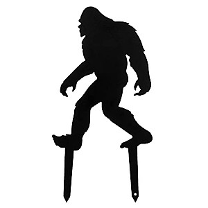 CINPIUK Bigfoot Garden Stake, Metal Sasquatch Yard Sign Christmas Outdoor Decoration Black Bigfoot Sculpture for Lawn Patio Decor