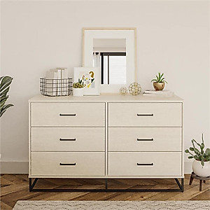 Novogratz Kelly 6 Drawer, Ivory Oak Dresser