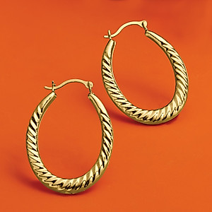 Ross-Simons 14kt Yellow Gold Twisted Oval Hoop Earrings