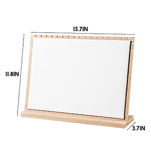 Justsoso Large Bamboo Necklace Display Stand, Pendant Necklace Wood Jewellery Holder, Chain Jewelry Big Rack Organizer for Store Show Sell (White PU)