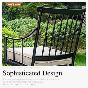 Sophia & William Metal Outdoor Dining Chairs with Seat Cushion, Black Patio Chairs Set of 4, Patio Bistro Conversation Furniture Set for Porch Yard Balcony, Load Capacity: 300lbs