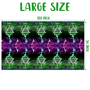 AwserTantue 3 Pack Green and Purple Monster Truck Tablecloths, Monster Truck Happy Birthday Disposable Rectangle Table Cover for Kids Baby Shower Theme Birthday Party Dinner Table Decor,108×54 inches