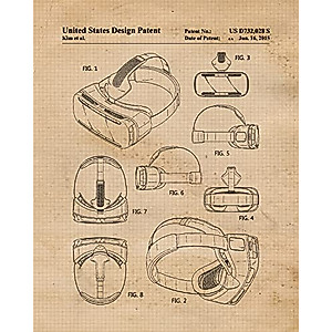 Classic VR Goggles Headset Patent Prints, 4 (8x10) Unframed Photos, Wall Art Decor Gifts Under 20 for Home Office Man Cave School Student Teacher Computer Science Programmer Gamer