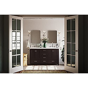 ARIEL Double Bathroom Vanity 60" Espresso, 2" Edge Italian Carrara Marble Countertop & Splash, Rectangular Sinks, 4 Soft Closing Doors, 6 Full Extension Dovetail Drawers, Brushed Nickel