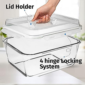 6500 ML / 220 oz / 28 Cup LARGE Glass Food Storage Container with Airtight Locking Lid. Ideal Storing food, Vegetables, Fruits. Baking Casserole, Lasagna, Roasting Turkey, Chicken BPA Free Oven Safe