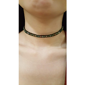 Infinityee888 Jasper 2 Wrap Bracelets and Choker woven Leather Necklace 2 in 1, Men Bracelet, Women Bracelet, Teengirls Bracelet Green