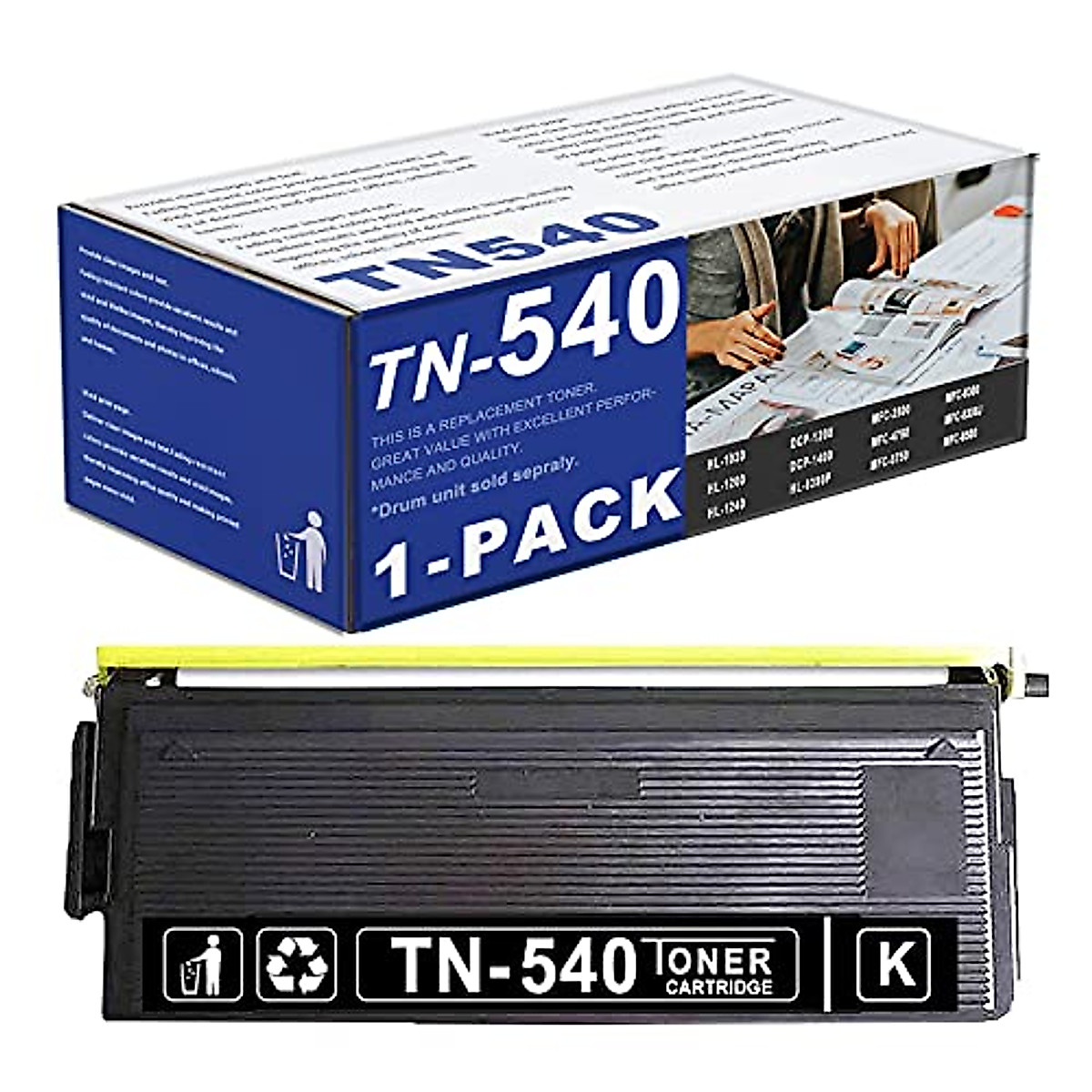 DOPHEN 1 Pack TN-540 TN540 Black Toner Cartridge Replacement for HL-1030 1240 1250 1270N 1440 1200 1450 8350P 9650 9650N 1430 9750 1870N 1650 1670N 8350NLT 1850 Printer.
