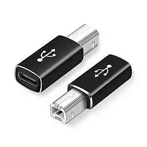 USB C to Printer Adapter, USB Type-C Female to USB Type-B Male Converter Compatible with HP Canon Printers, Scanner, Fax Machine, etc (Pack of 2)