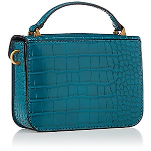 GUESS Womens Retour Mini Flap Satchel Top Handle Crossbody, Deep Teal, One Size US