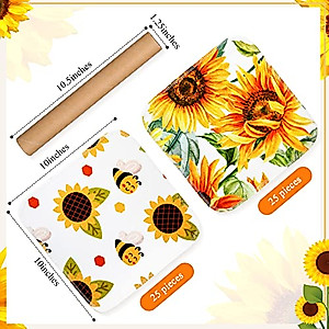 50 Pcs Reusable Paper Towels Paperless Towels Reusable Cotton Cloths Reusable Toilet Paper Absorbent Washable Paper Towels with Roll Kitchen Dishcloth for Kitchen Paperless Dishcloths (Sunflower)