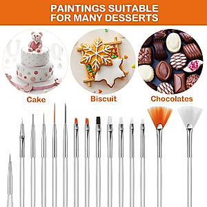 30 Pieces Cake Decorating Brushes Cake Painting Brushes Food Paint Brush Sugar DIY Tools Set Cookie Brushes Set for Cookie Cake Fondant Decoration Supplies