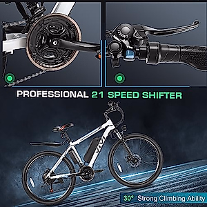 Vivi Electric Bike, Electric Bike for Adults, 26" Ebike 500W Adult Electric Bicycles, 20MPH Electric Mountain Bike with 48V Removable Battery, Up to 50 Miles, Cruise Control, Professional 21 Speed