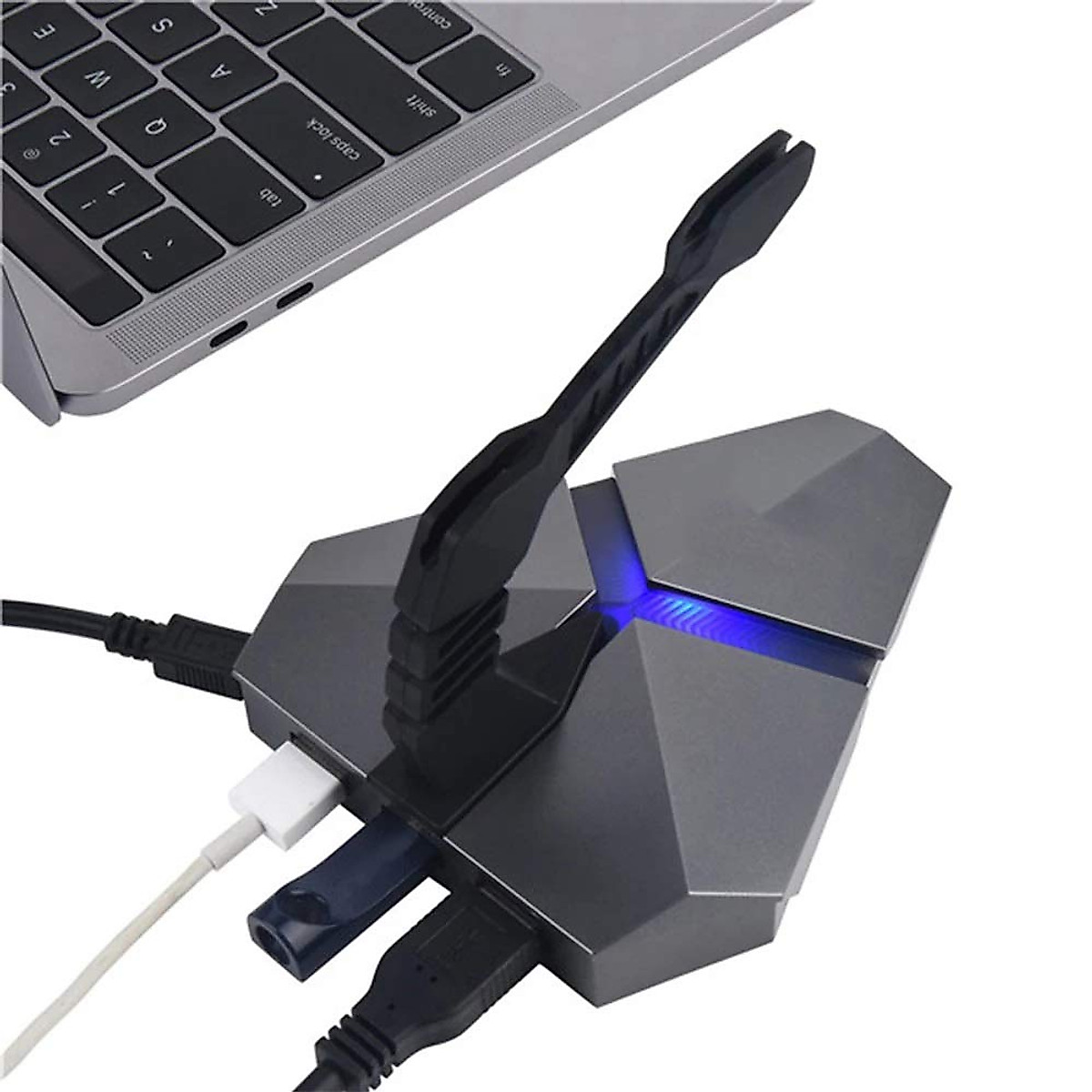 WJCCY LED Light 3-Port Bungee USB Hub Splitter SD Card Reader Mouse Clamp USB 2.0 Data Gaming HUB