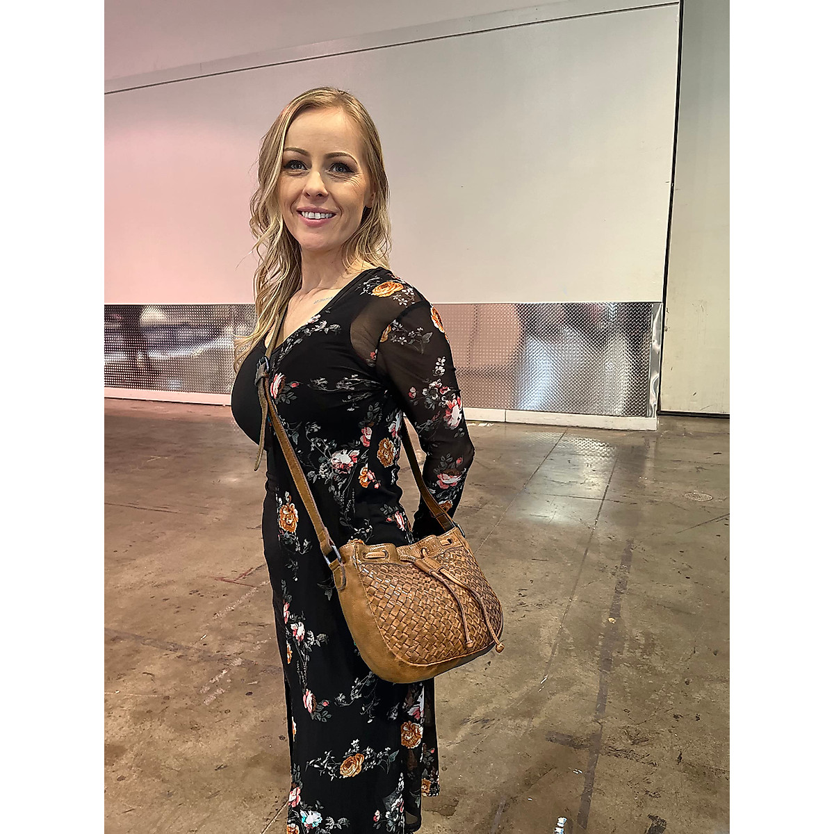 Leather Crossbody Bags for Women - Braided Boho Purse - Vintage Saddle Sling Bag (Brown, Medium)