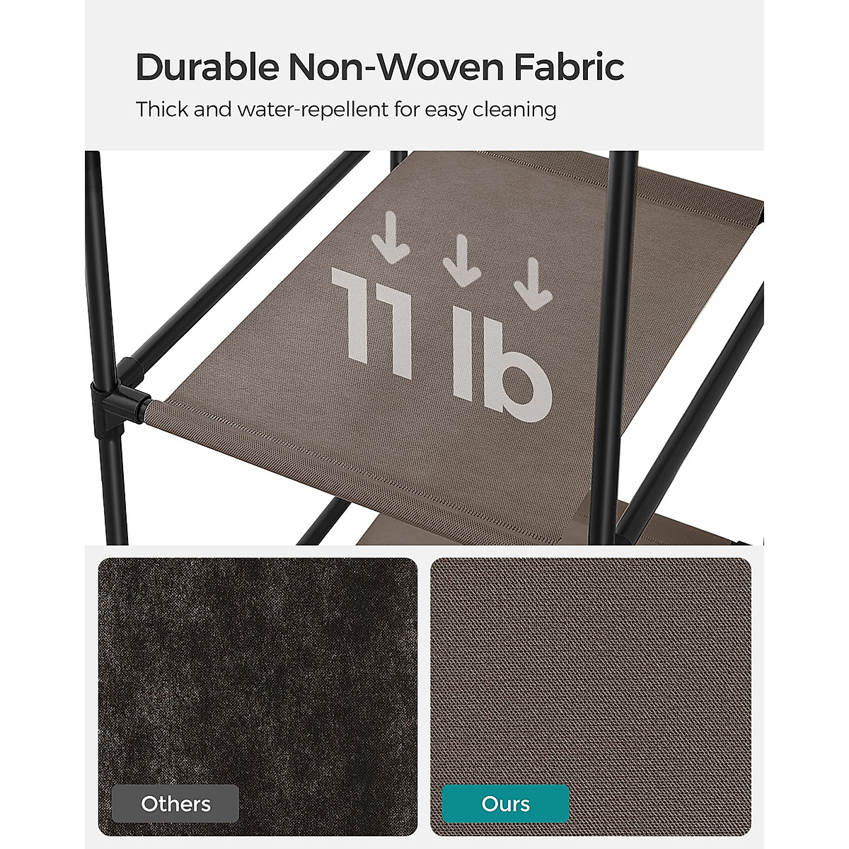 SONGMICS Closet Wardrobe, Portable Closet for Bedroom, Clothes Rail with Non-Woven Fabric Cover, Clothes Storage Organizer, 59 x 17.7 x 69 Inches, 12 Compartments, Taupe ULSF003R02