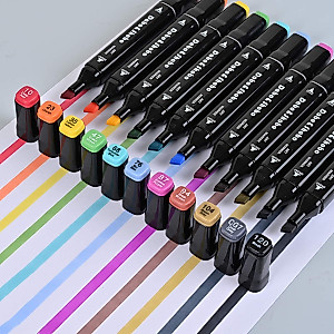Dabo&Shobo 96 Color Alcohol Marker Pen, Bright Permanent Markers For Coloring, Markers For Adults Coloring Book, Wide Chisel And Fine Tip, Dual Tip Design Equipped with Black Suitcase