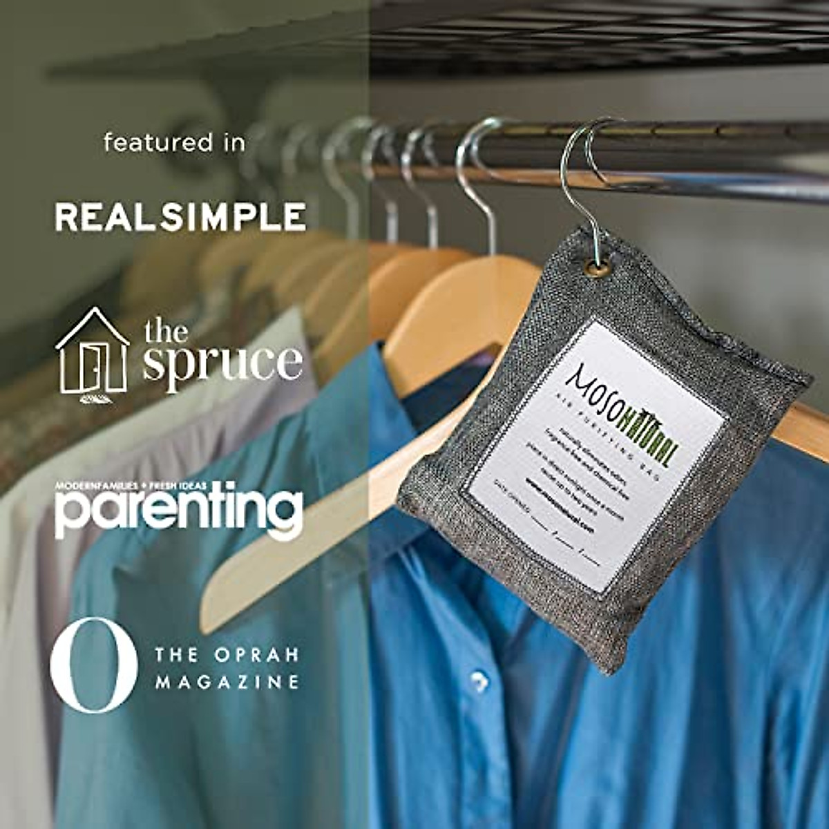 Moso Natural Air Purifying Bag 200g. A Scent Free Odor Eliminator for Cars, Closets, Bathrooms, Pet Areas. Premium Moso Bamboo Charcoal Odor Absorber. Two Year Lifespan! (Charcoal Grey)