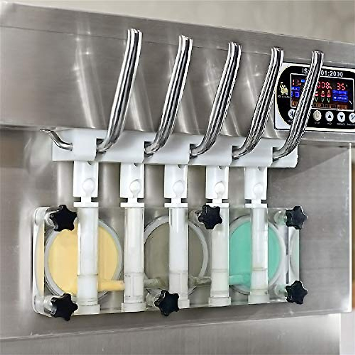Kolice Commercial Desktop 5 Flavors Soft Serve Ice Cream Machine, Gelato Ice Cream Maker-ETL, 5 Different Discharge Nozzles, Upper Tanks Refrigerated, Transparent Dispenser Set