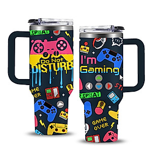 Gamer Gifts for Men Boys, 40oz I'm Gaming Do Not Disturb Tumbler Cup, Teen Boy Gifts Gaming Stuff, Game Lover Gifts for Gaming Mugs, Game Presents for Son Boyfriend Birthday Christmas Gifts for Men