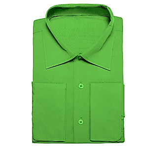 Barry.Wang Mens Emerald Green Stretch Dress Shirts Solid Sage Green Long Sleeve Button Down Shirts Formal Casual Business
