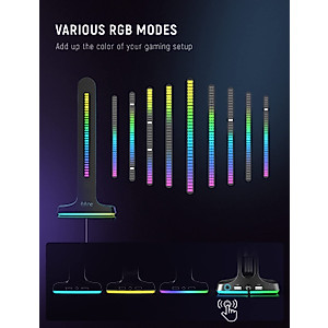 FIFINE Gaming Headset Stand-RGB Headphones Stand Holder PC Computer Desktop Accessories with 2 USB Ports for Gamer, with Solid Base, Sound Light Sync, Light Control Keys-AmpliGame S3