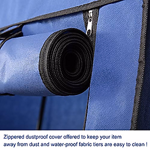 Hicient Portable Clothes Closet Wardrobe Storage Organizer with Breathable Fabric, Zippered Double Rod Closet, Easy to Assemble Strong Durability Bedroom Clothes Closet Organizer (Blue)