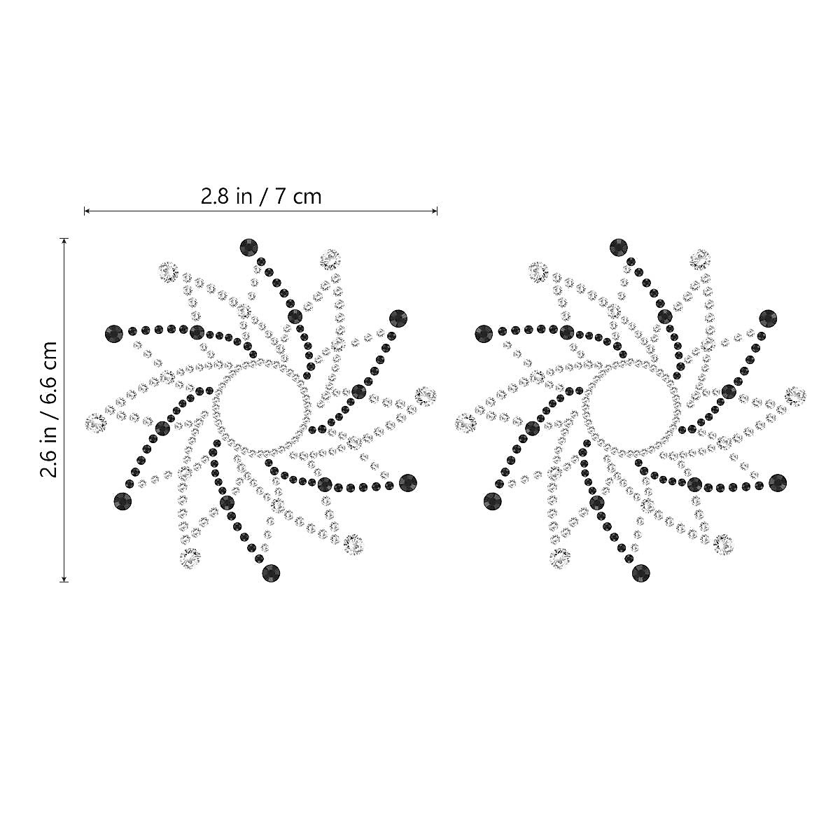 LUOEM Acrylic Nipple Covers Rhombus Shape Breast Face Jewels Acrylic Tears Gem Stones Bindi Chest Stickers (White Black)