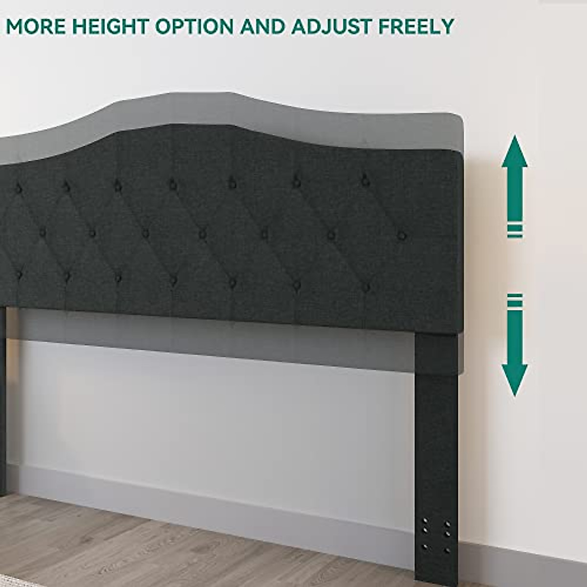 YITAHOME Upholstered Headboard, Linen Tufted Upholstered Headboard with Diamond Tufted, Headboards for Full/Queen Size Bed - Grey