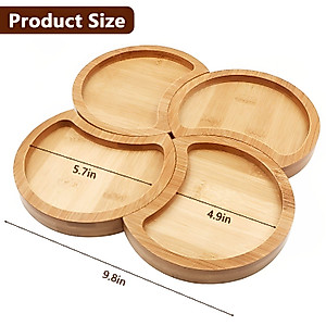 Bamboo Serving Trays, 4pcs Arc Moons Design, Organizer for Snack, Dessert Platters, Jewelry Accessories, ect. Perfect for Kitchen Countertop Home Party Decor 9.8" x 5.7"
