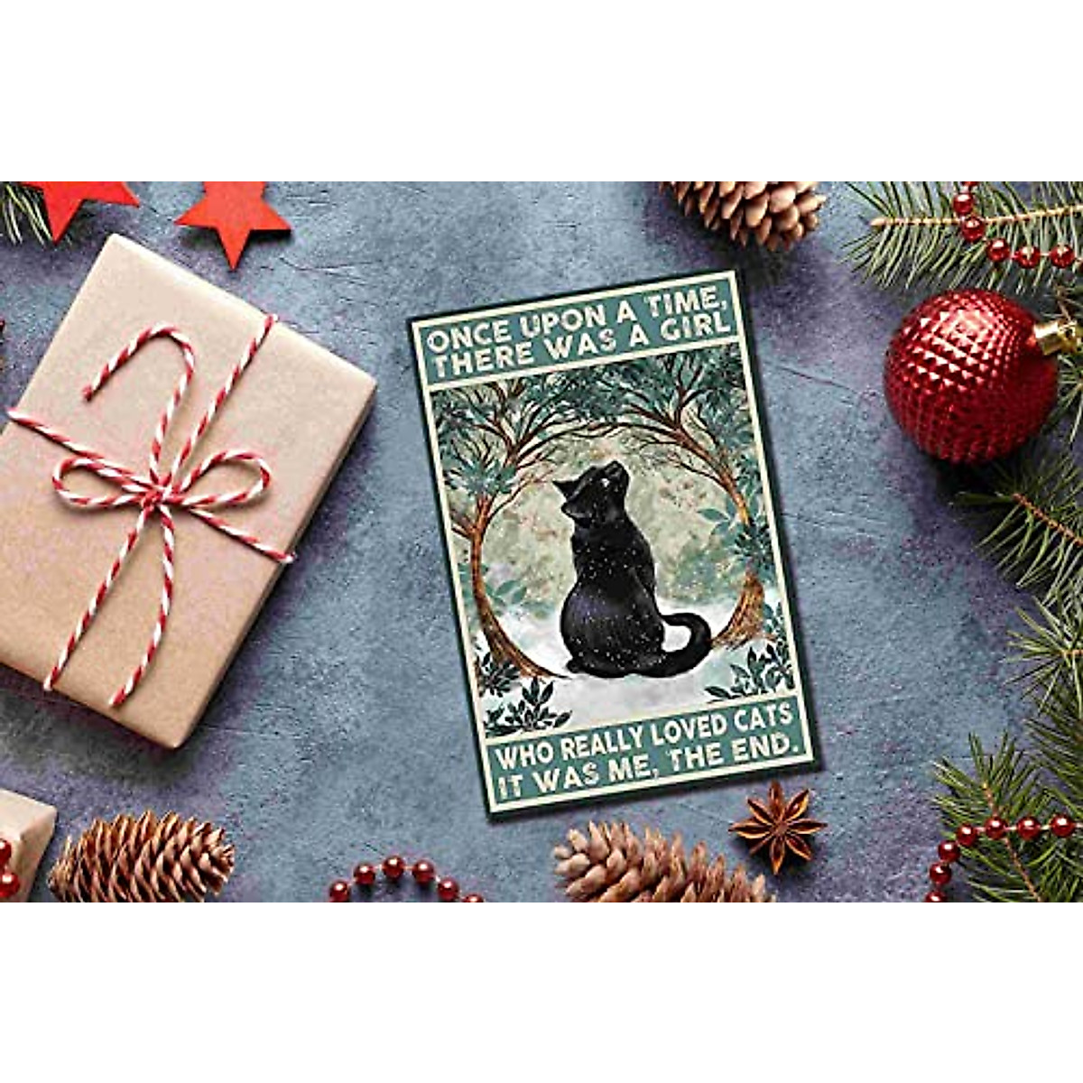 Bestylez Funny Black Cat Signs Cat Pictures Cat Poster Wall Decor, Cat Lover Gifts For Women Girl - Once Upon a Time There was a Girl Who Really Loved Cats, 8 x 12 Inch (513)