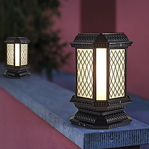 Post Lights LED Solar Stigma Headlight, Dual Purpose Waterproof Outdoor Pillar Lantern Modern Minimalist Garden Home Villa Column Lamp Decoration Patio Villa Balcony Gate Street Post Lighting