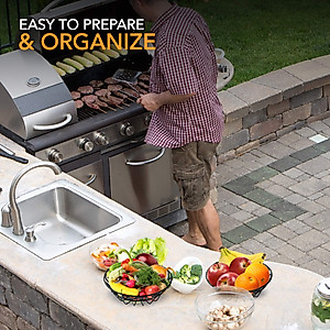 Kitchen Decor Fruit Basket Counter Egg Decorative Bowl Wire Metal Black Scroll Storage Tray by EASYVIEW