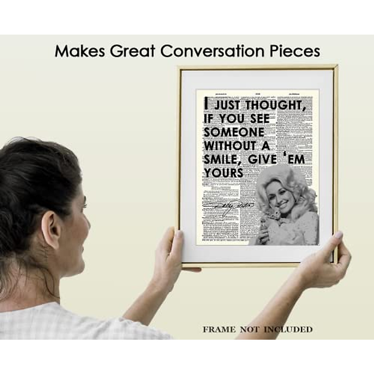 "If You See Somebody Without a Smile…" Dolly Parton: Positive Quotes; Inspirational, Motivational, Affirmation Wall Art Decor Poster for Office, Classroom, Livingroom, Bedroom | Unframed Posters 8x10"