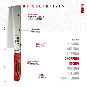 BUBBA Kitchen Series 6.5" Nakiri Knife, an All-Purpose Kitchen Knife for Chopping, Mincing, Slicing, and Dicing with a Premium German Steel Blade for All Your Kitchen Needs