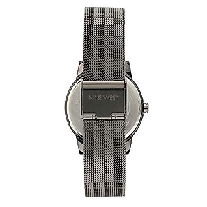 Nine West Women's Gunmetal and Silver-Tone Mesh Bracelet Watch, NW/2429FLGY