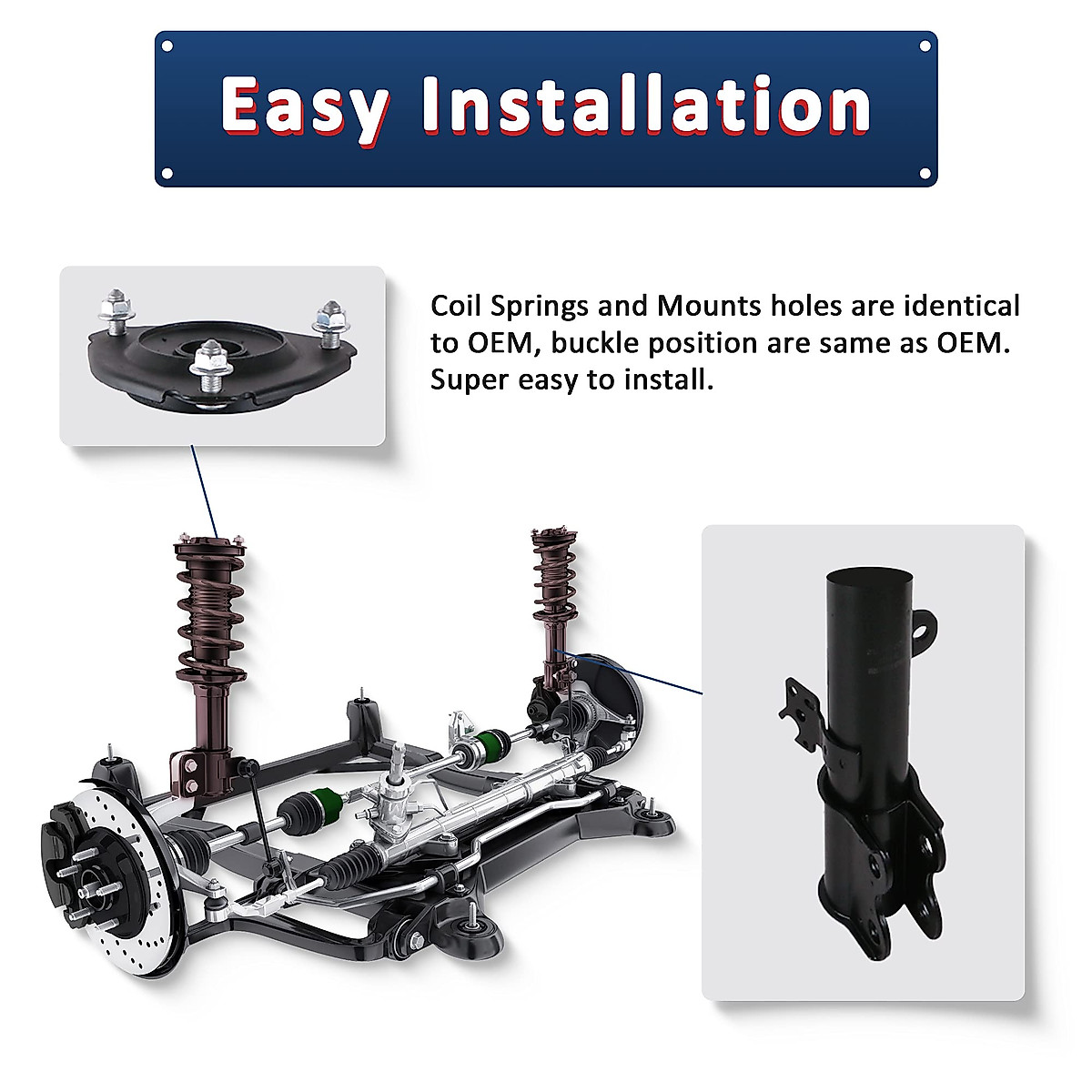 MOSTPLUS 2X Front Complete Spring Struts 172393 172392 Compatible for Nissan Altima Coupe or Sedan 2.5L 07-12 (Set of 2)