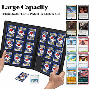 Trading Card Binder 9 Pocket, Fabmaker PU Cover Card Collection Binder for 360 Cards, Premium Card Book, Sturdy Card Holder Folders, Card Album for YuGiOh, MTG, TCG, Game Cards & Sports Cards, Black