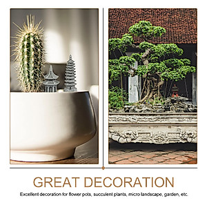 generic 2Pcs Miniature Pagoda Hexagon Figurines Mini Pagoda Statue for Garden Patio Bonsai Micro Landscape Decorations