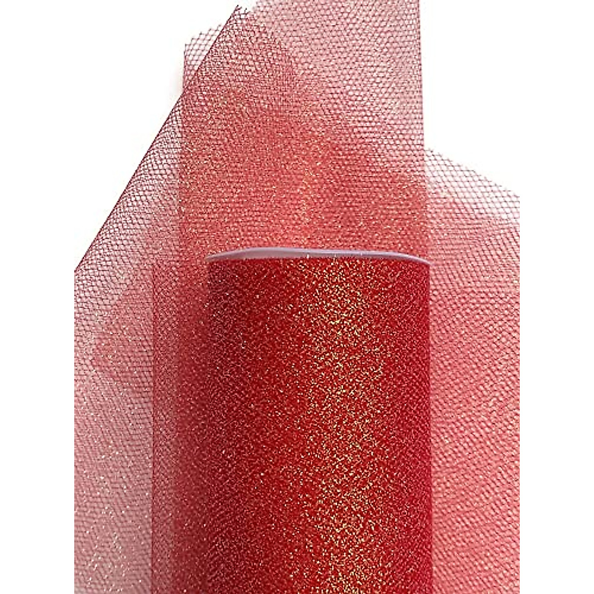 Celebrate Red Glitter Tulle Spool, 6 Inch by 12 Yards Roll for Parties, Weddings, Crafts, Clothing, Decor