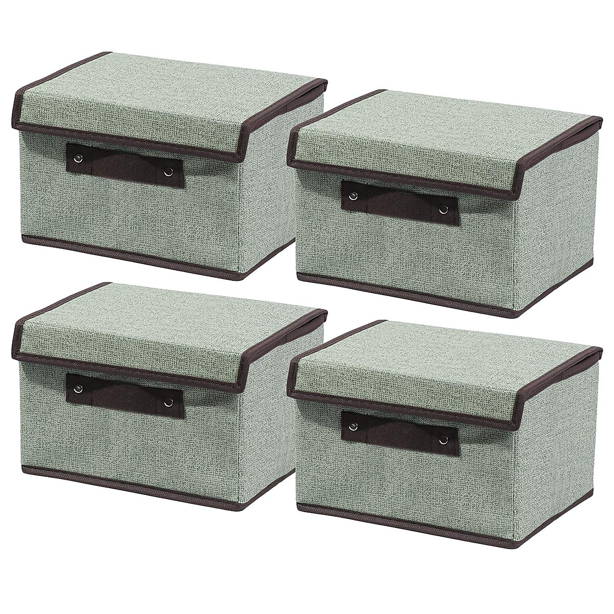 maxgoods Foldable Storage Bins with Lids and Handles, 4 Packs Cube Clothes Storage Bags Organizer Boxes for Closet Shelves Home Foldable Cloth Storage (Light Green, Small)