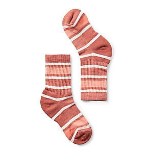 Smartwool Kids' Hike Light Cushion Merino Wool Striped Crew Socks Dusty Cedar, Large