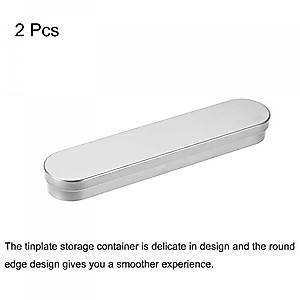 uxcell Metal Tin Box, 2pcs 6.89" x 1.5" x 0.79" Empty Tinplate Containers with Hinged Lids, Silver Tone, for Home Organizer, Candles, Gifts, Car Keys, Crafts Storage