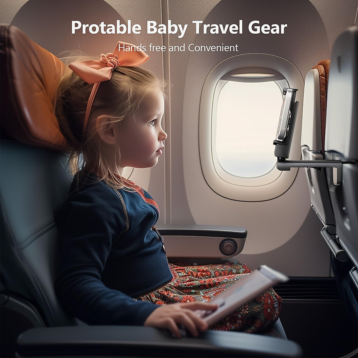 MiiKARE Airplane Travel Essentials Phone Holder, Universal Handsfree Phone Mount for Flying with 360 Degree Rotation, Accessory for Airplane, Travel Must Haves Phone Stand for Desk, Tray Table