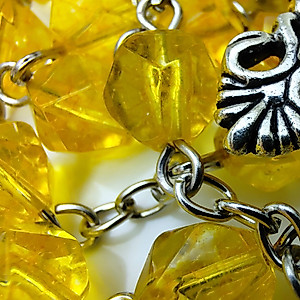 GeekTenet Rosary Beads Chaplet Yellow Rhombus Natural Crystal Rosery Cross Catholic gifts (Yellow)