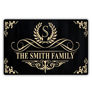 Personalized Family Name Rug for Inside House, Newlywed Closing, Monogram Rug Mat, Welcome Front Door, Custom Entryway Rug Unique Gift for Husband Wife, Housewarming Gift for New Engaged Married